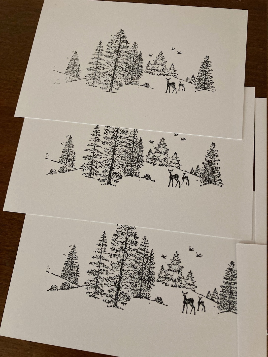 Hand-stamped Postcards Forest Scene (5 Total) - Etsy