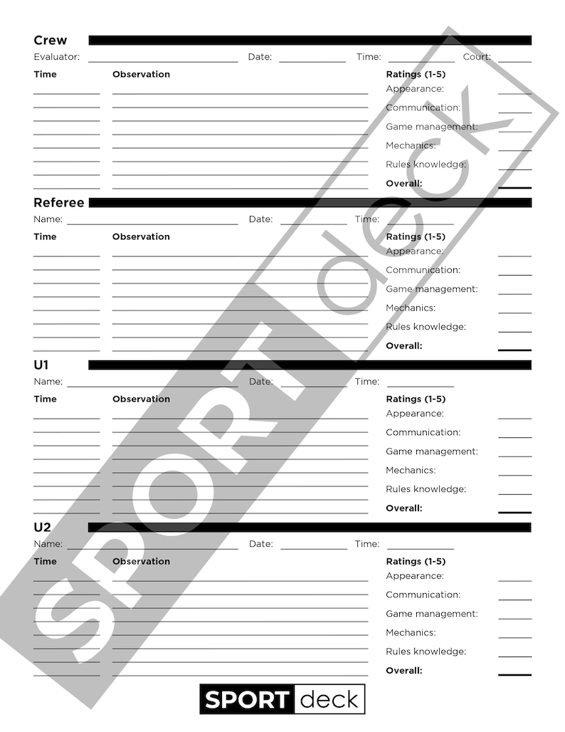 Basketball Referee Printable Evaluation Form - 3-person Crew ...