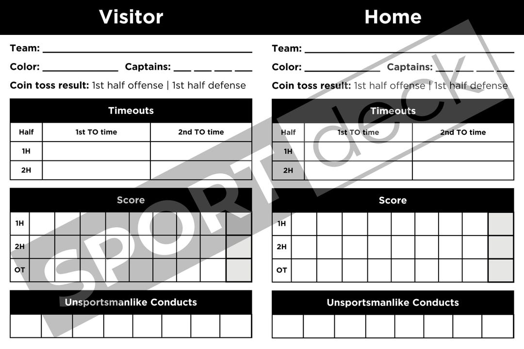 USA 7v7 Flag Football Referee Printable PDF Scorecard (north Carolina ...