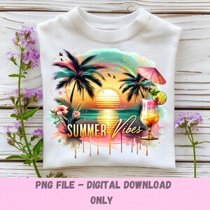 Tropical Summer Vibes PNG | Sunset Beach Sublimation | Palm Tree ...