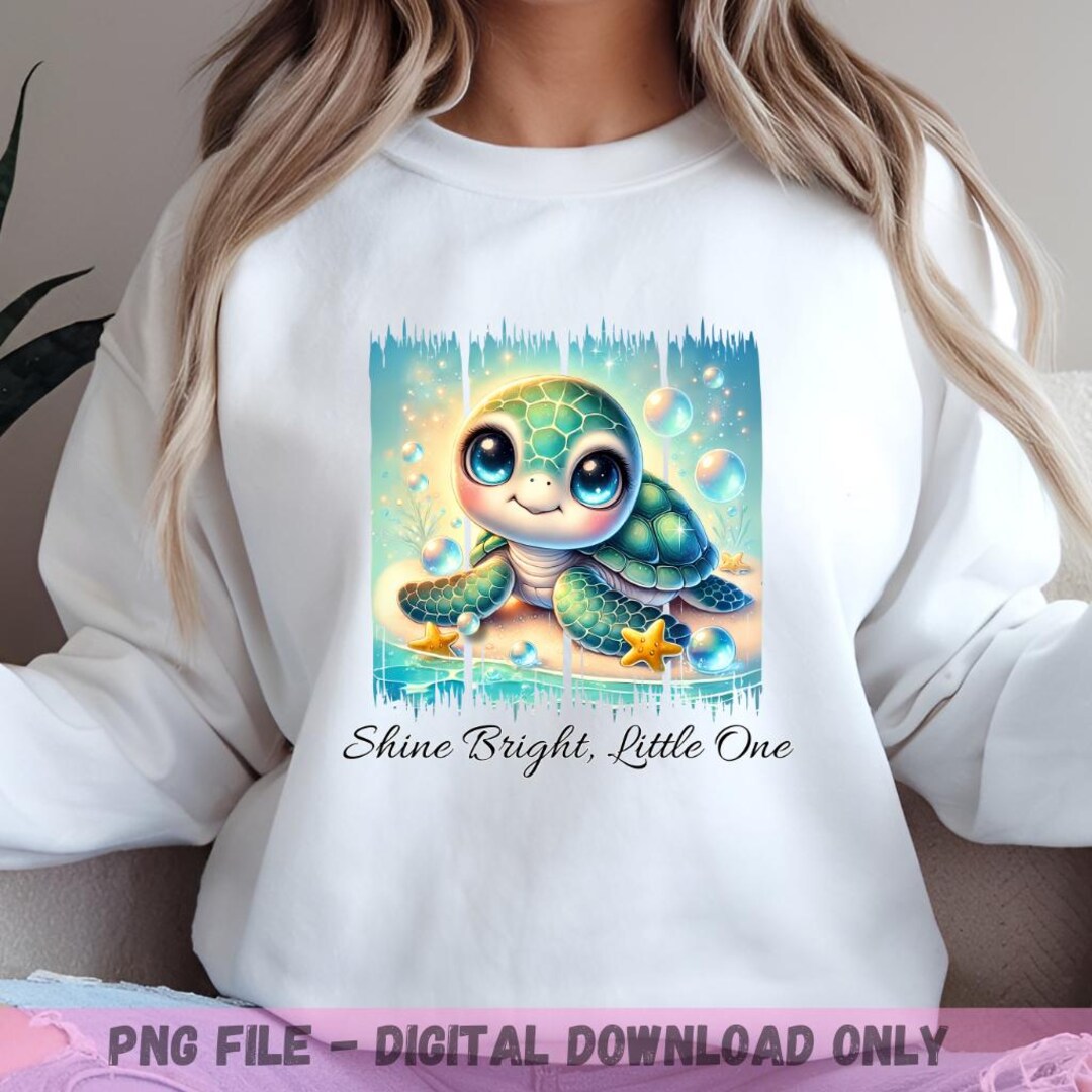 Cute Baby Sea Turtle Sublimation PNG | Ocean Animal Clipart | Brush ...