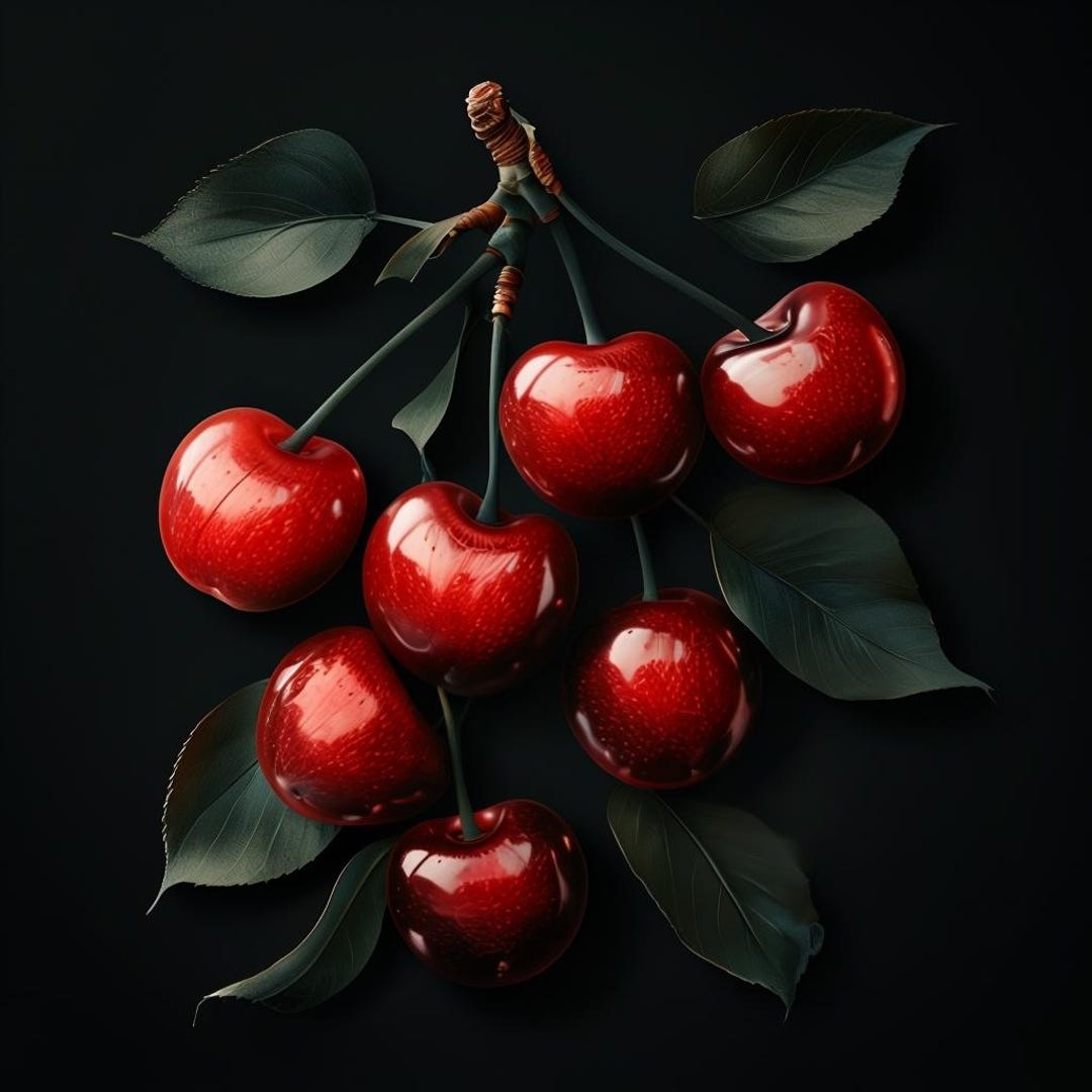 Cherries Digital Art Print | Watercolor Cherry Illustration for Kitchen ...