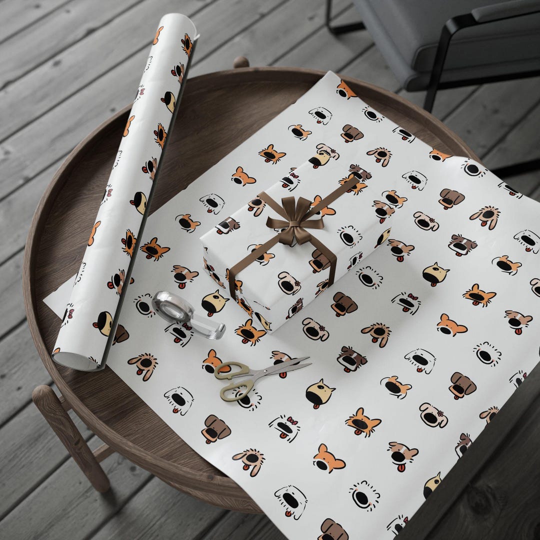 Adorable Dog-themed Wrapping Paper, Pet Lover's Gift Wrap, Birthday ...
