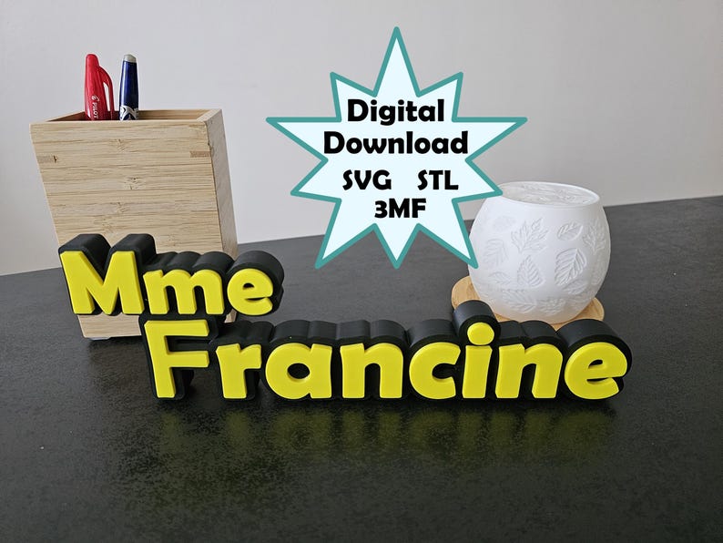 Digital STL/SVG File for 3D Printing Desk Name Sign – Choose Your ...