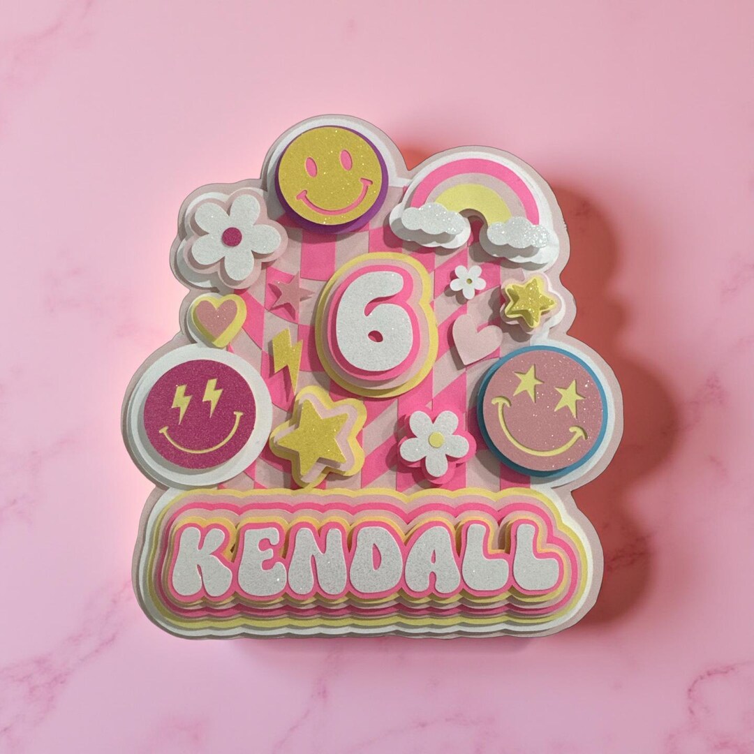 Happy Girly Groovy Cake Topper - Etsy