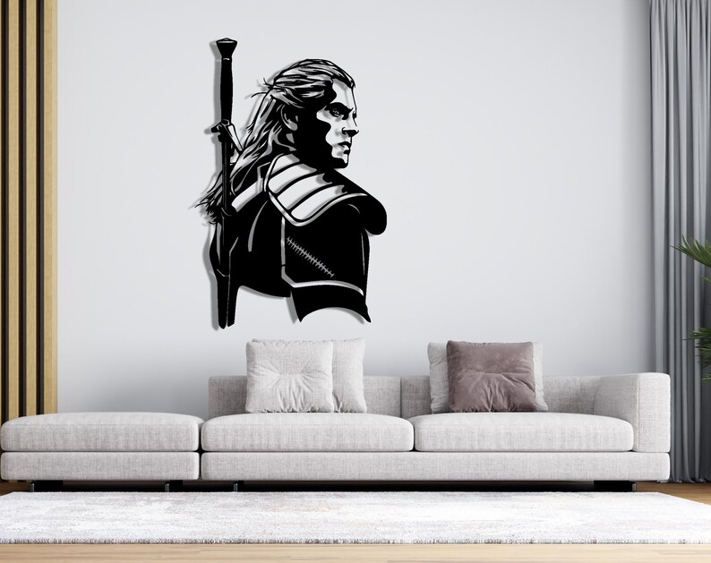 Witcher Wall Decor - Geralt Silhouette Metal Art, Game Themed Modern ...