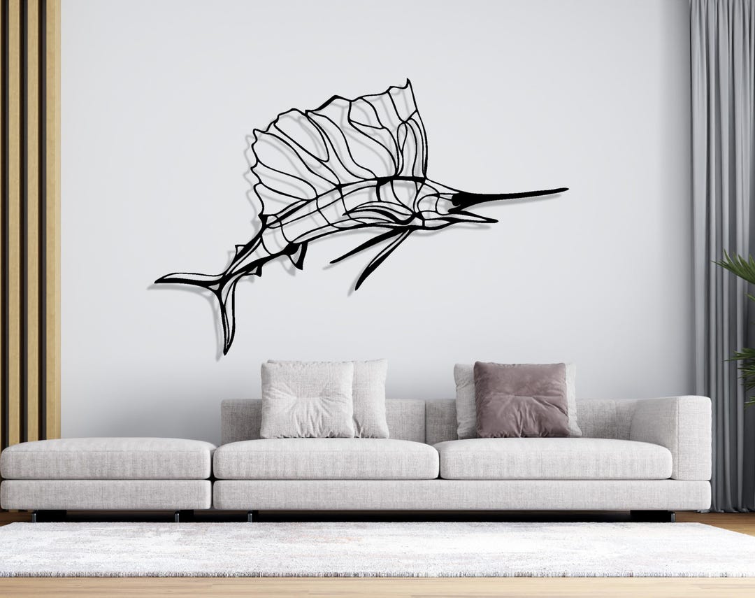 Swordfish Metal Wall Decor, Metal Wall Art, Lake House Decor, Nautical ...