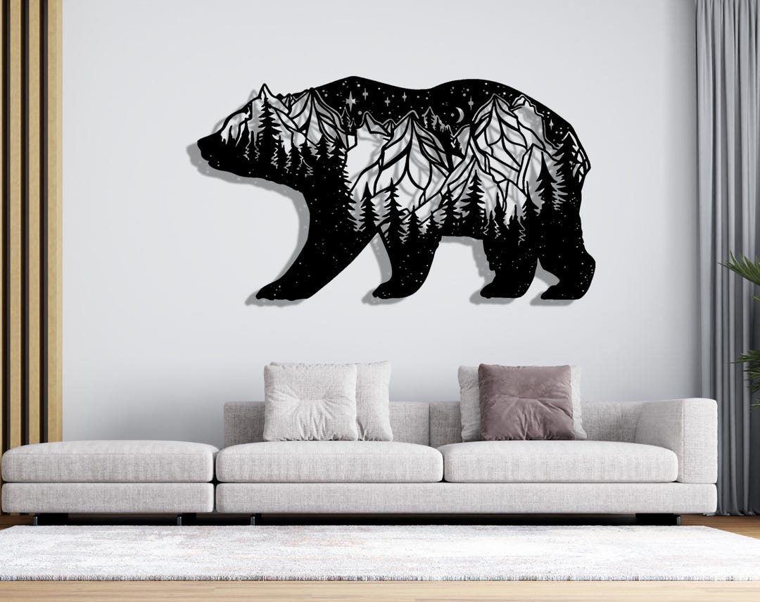 Bear Metal Art, Bear Metal Wall Art, Metal Bear Decor, Bear Wall Art ...