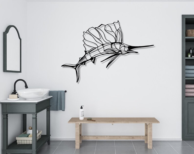 Swordfish Metal Wall Decor, Metal Wall Art, Lake House Decor, Nautical ...
