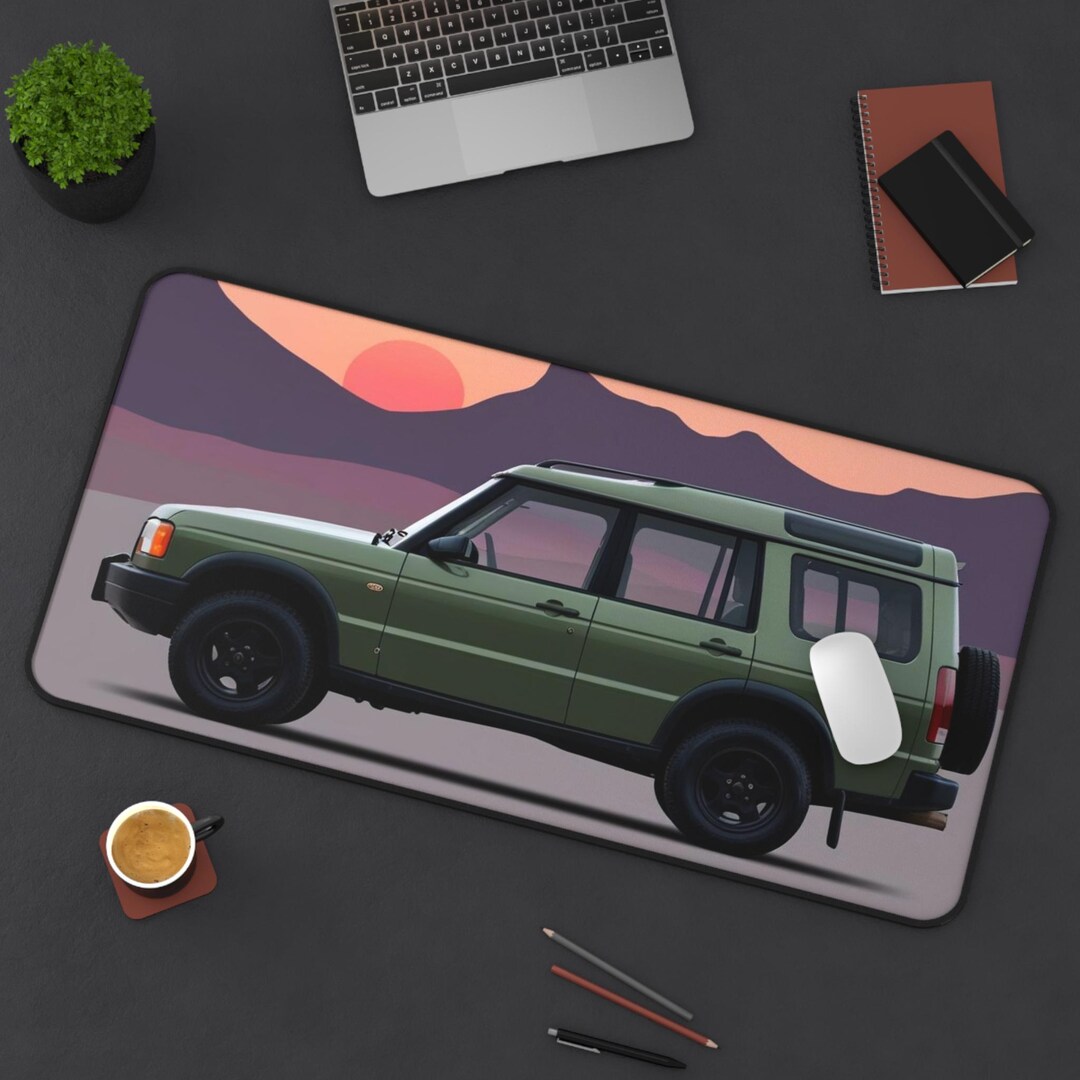 Offroad Car Desk Mat Vintage SUV With Sunset, Office Decoration ...