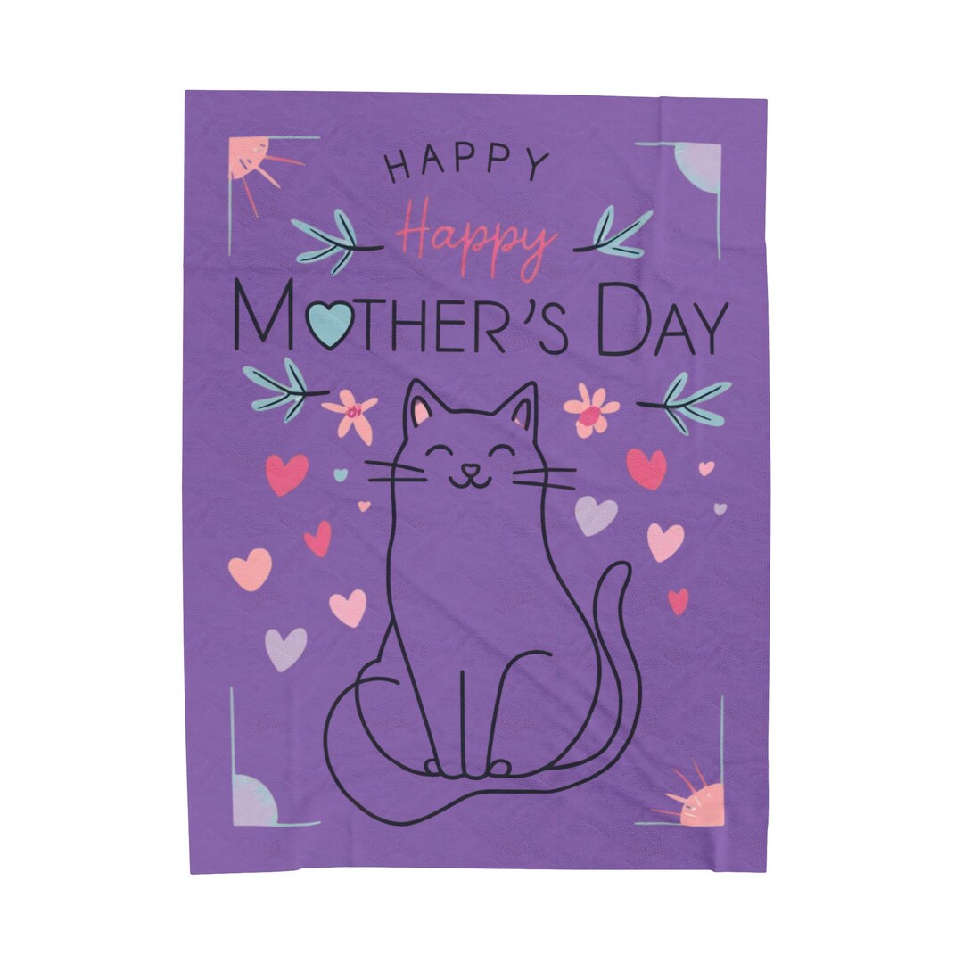 Cute Cat Mother's Day Velveteen Plush Blanket, Cozy Throw for Mom, Gift ...