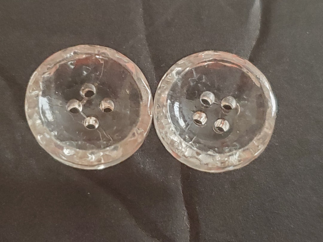 Vintage Clear Glass BUTTONS Set of 2 - Etsy