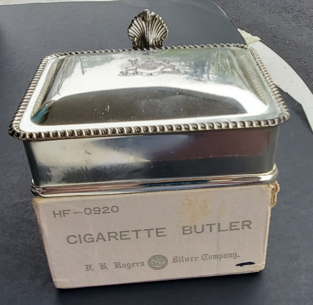 Vintage Roger's Silver Co. Silver Plate Cigarette Butler - Etsy