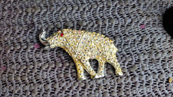 Vintage REPUBLICAN Elephant Pin Crystal Rhinestones Brooch - Etsy