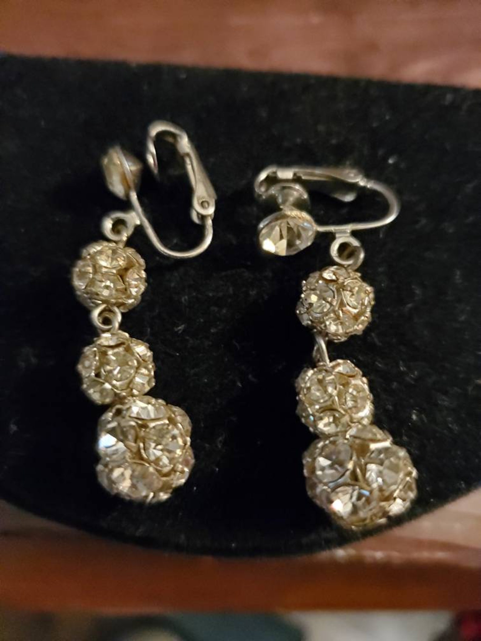 WEDDING JEWELRY Earrings Dangling Clip-on Rhinestone Unsigned - Etsy UK