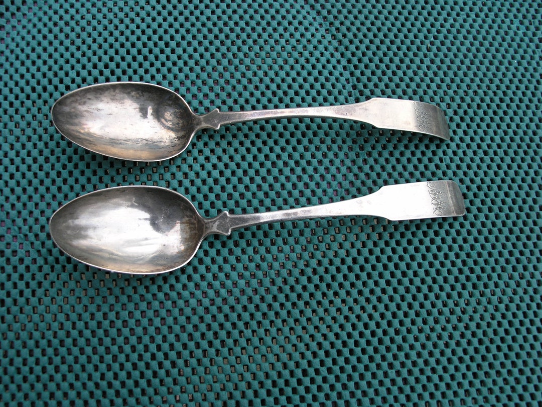 Antique 1700s Coin Sterling Silver Serving Spoon Pair - Etsy