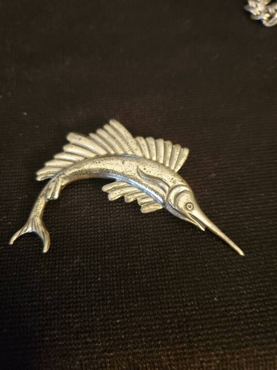 Vintage Sword Fish Sterling pin /brooch - Gem