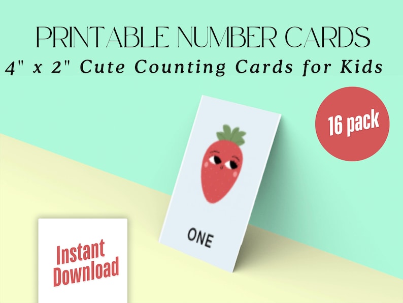 Printable Counting Flashcards for Kids (16 Pack) | Fruit and Veggie ...