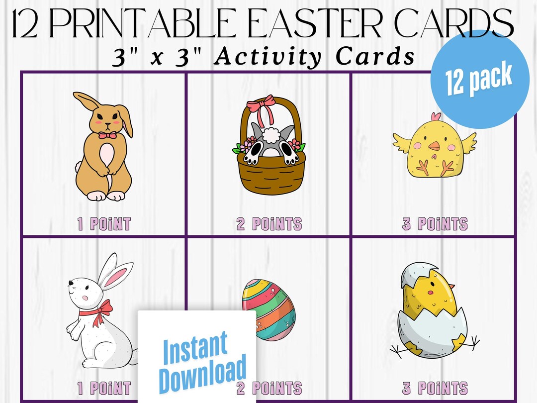 Printable Easter Game Card Set (12 Count) | Fun Family Easter Activity ...