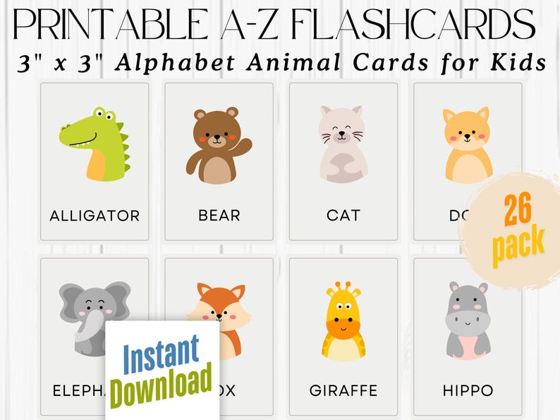Printable Alphabet Animal Flashcards A to Z | Fun and Enjoyable ...