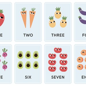 Printable Counting Flashcards for Kids (16 Pack) | Fruit and Veggie ...