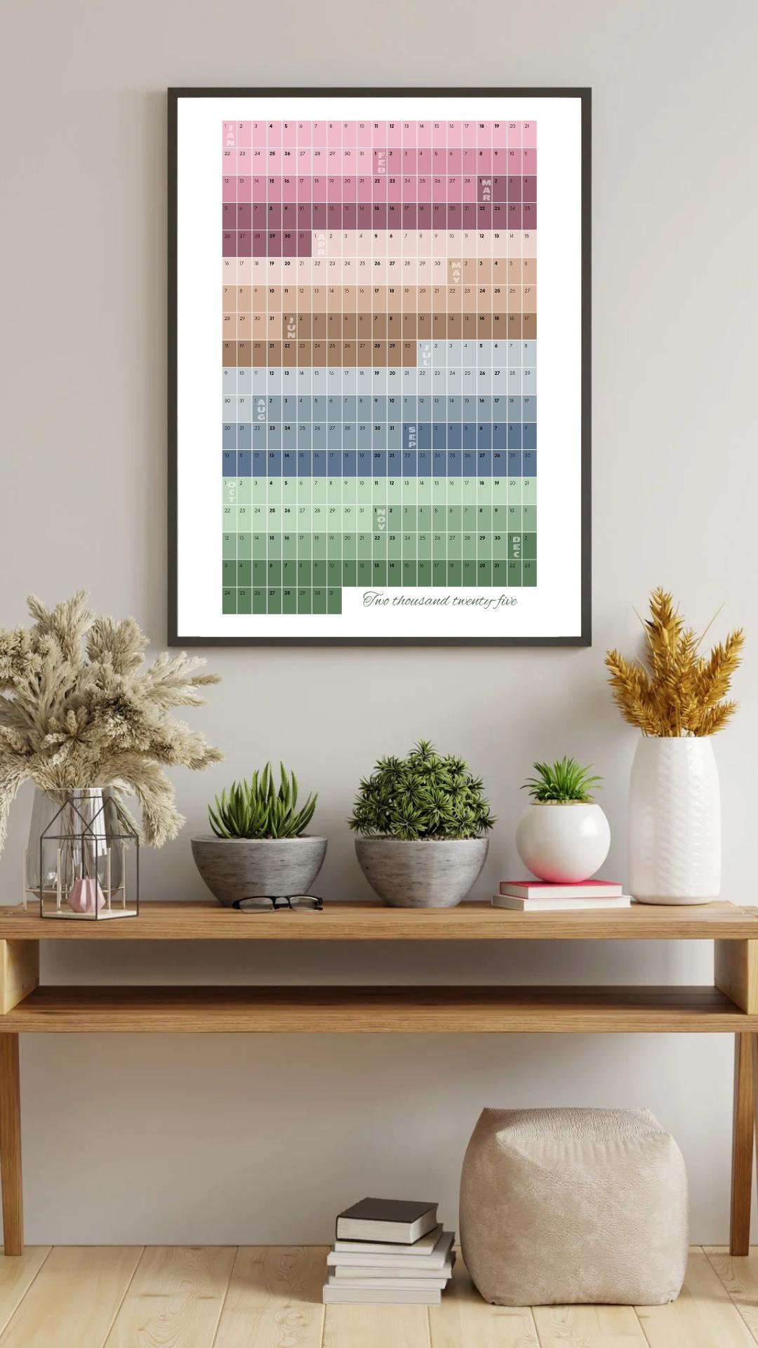 2025 Wall Calendar Poster – Full Year at a Glance, 24x36 Vertical Ombre ...