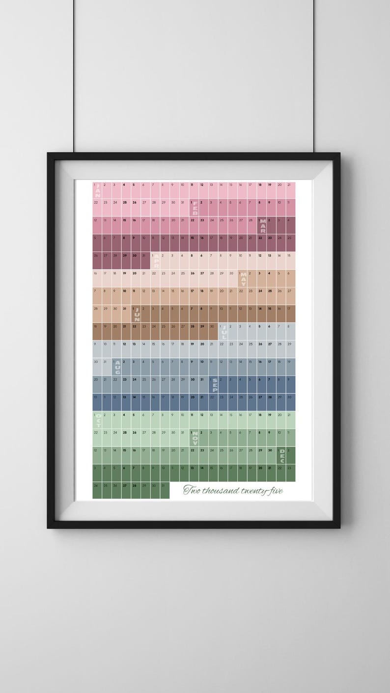 2025 Wall Calendar Poster – Full Year at a Glance, 24x36 Vertical Ombre ...