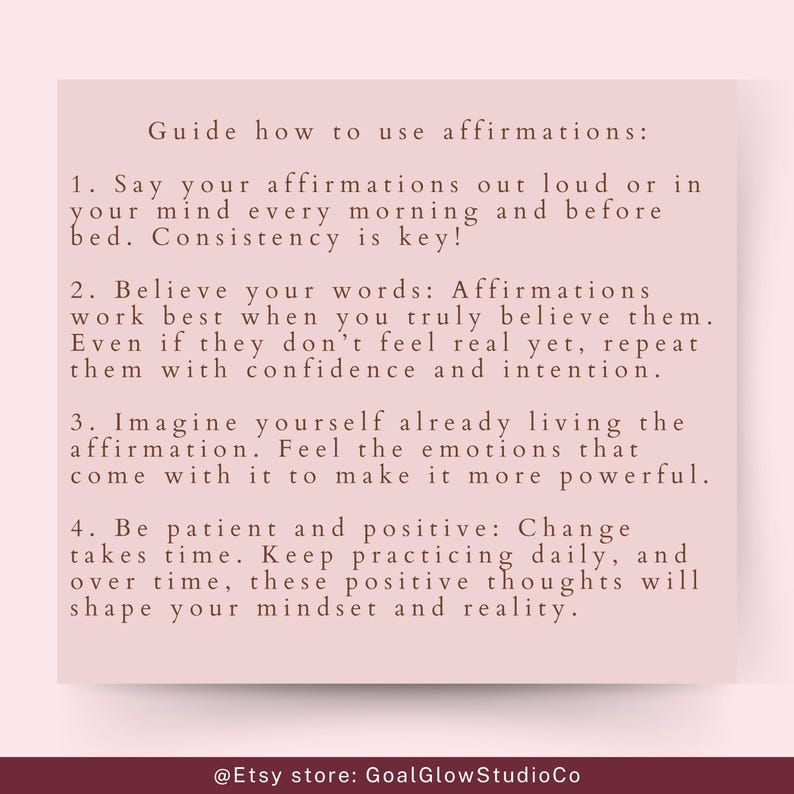 List of Affirmations, Digital List, 365 Affirmations, Daily Affirmations, A5 PDF Instant ...