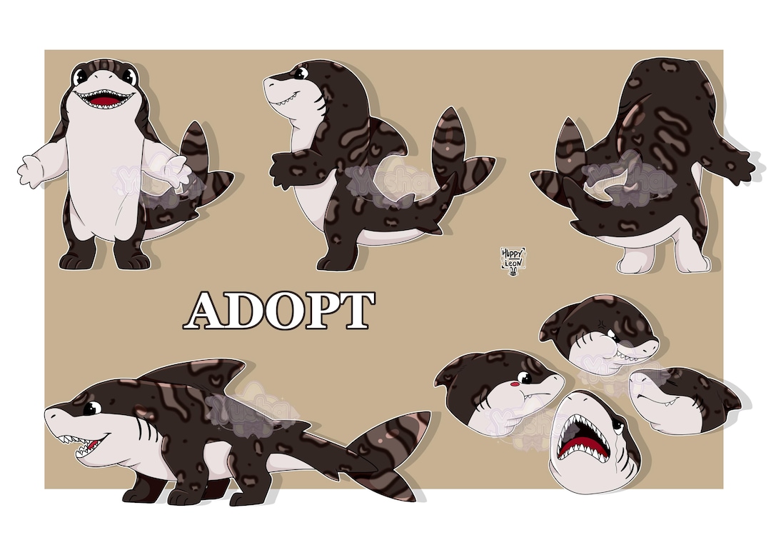 Shark Dog Fursona Adopt – Ref Sheet Furry Character Fursona (digital ...