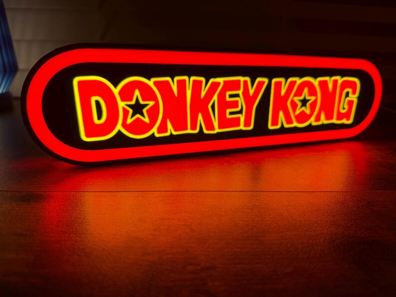 Donkey Kong Lit LED Sign | Nintendo | Wall Decor | NES | Retro | Video ...