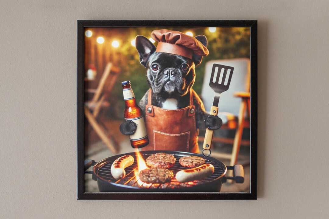BBQ French Bulldog Art - Funny Dog Barbecue Portrait - Digital Download ...