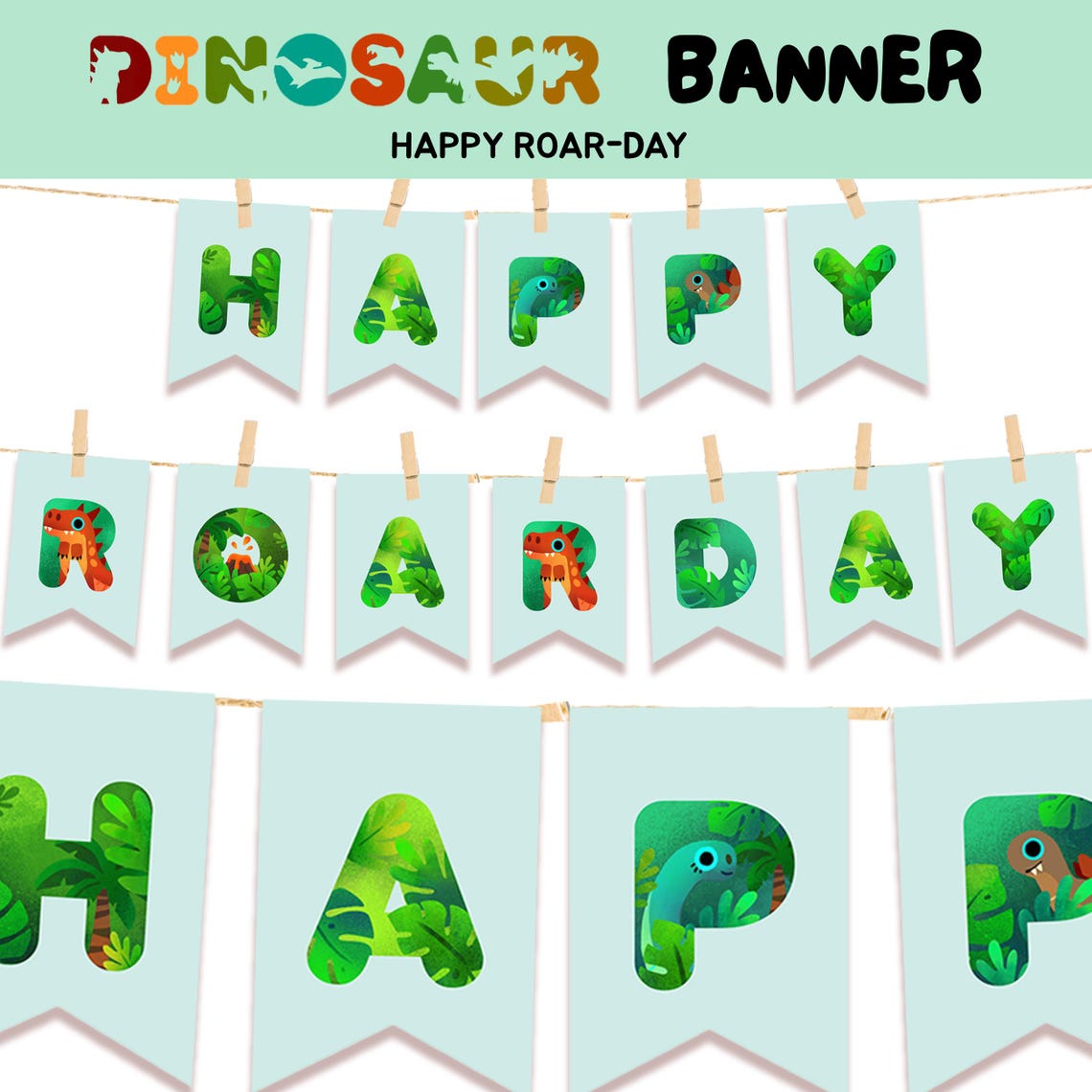 Three Rex Birthday Banner, Dino Party Decorations (printable) - Etsy