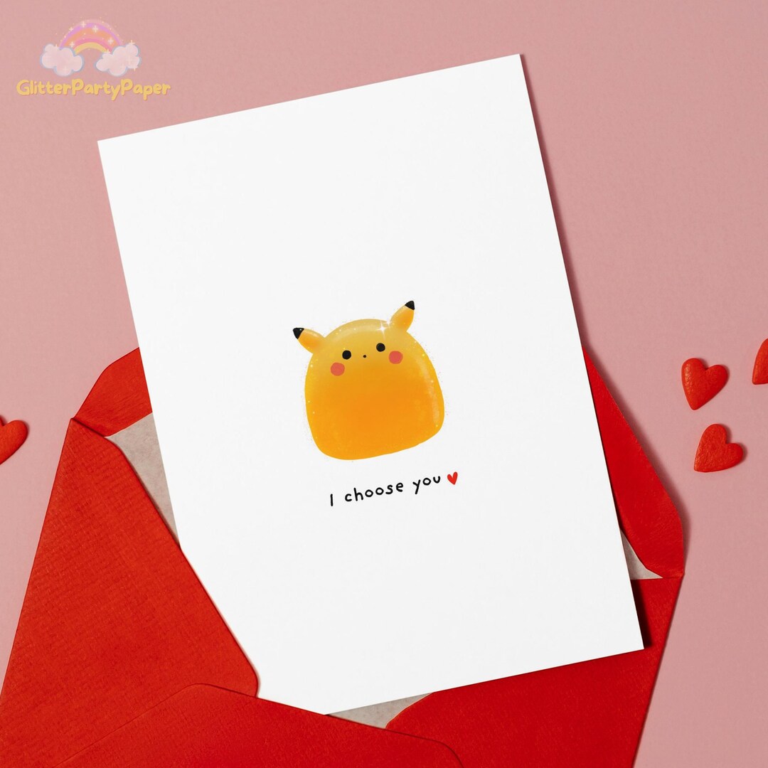 Gaming Valentine Card Printable Pikachu I Choose You Pokemon Valentine ...