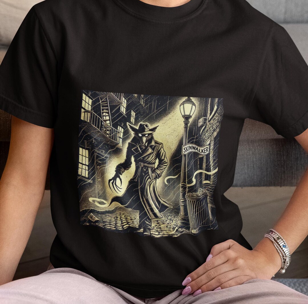 Film Noir Skinwalker T-shirt, Cryptid Horror Shirt, Urban Alley Art Tee ...