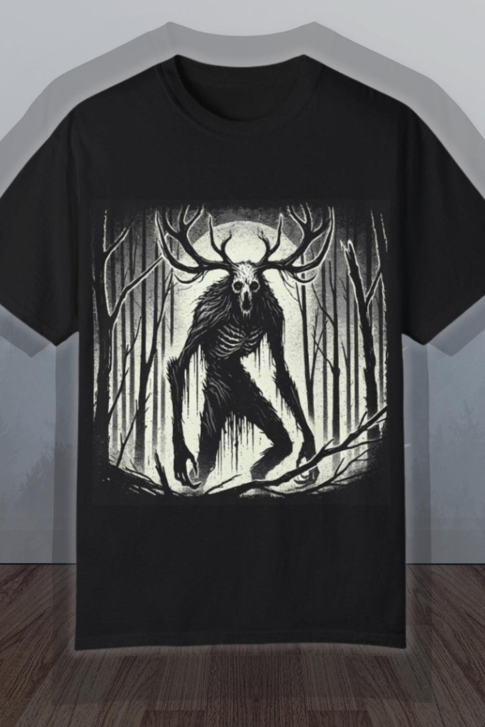 Wendigo T-shirt - Dark Horror Cryptid Shirt - Gothic Forest Spirit Tee ...