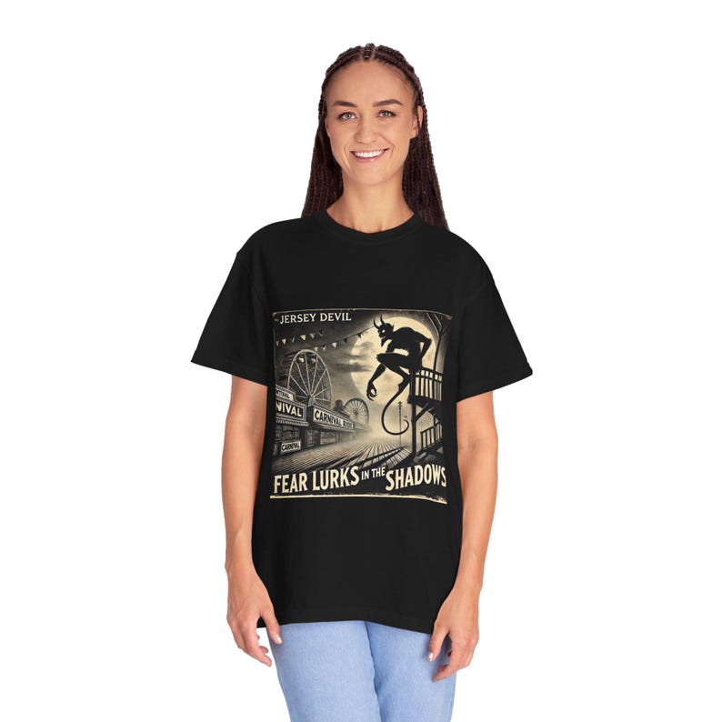 Jersey Devil T-shirt, Fear Lurks in the Shadows, Noir-style Cryptid Shirt, Ai-generated ...