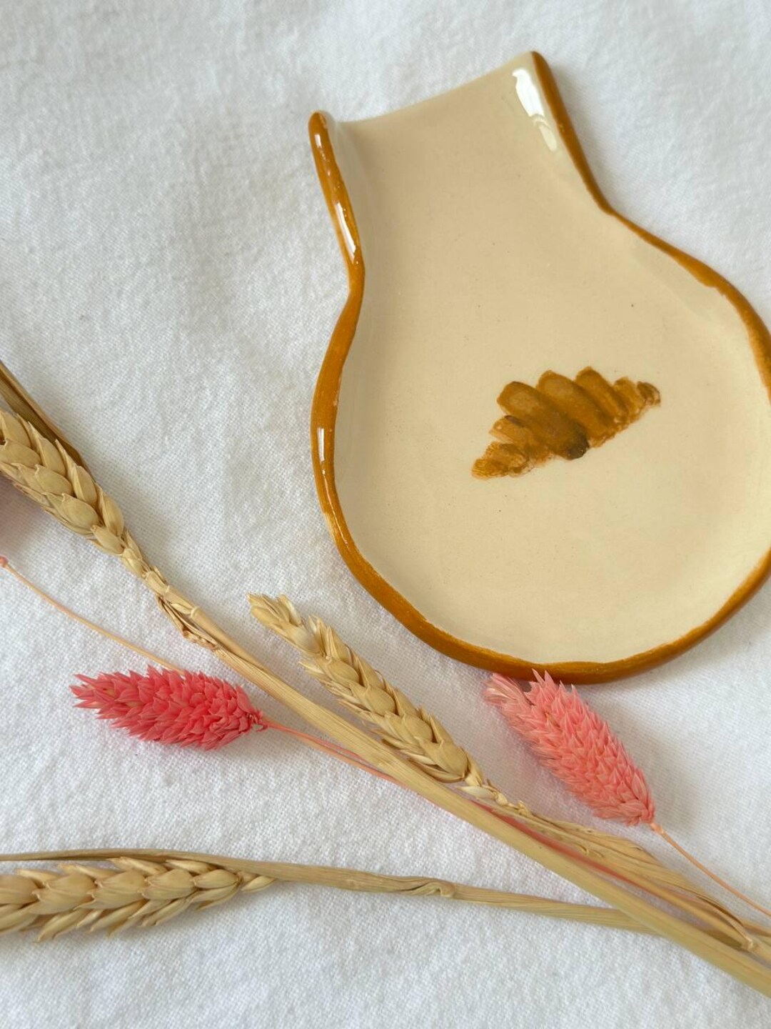 Ceramic Spoon Rest With Croissant and Burger Set of 2/ Handmade Pottery ...