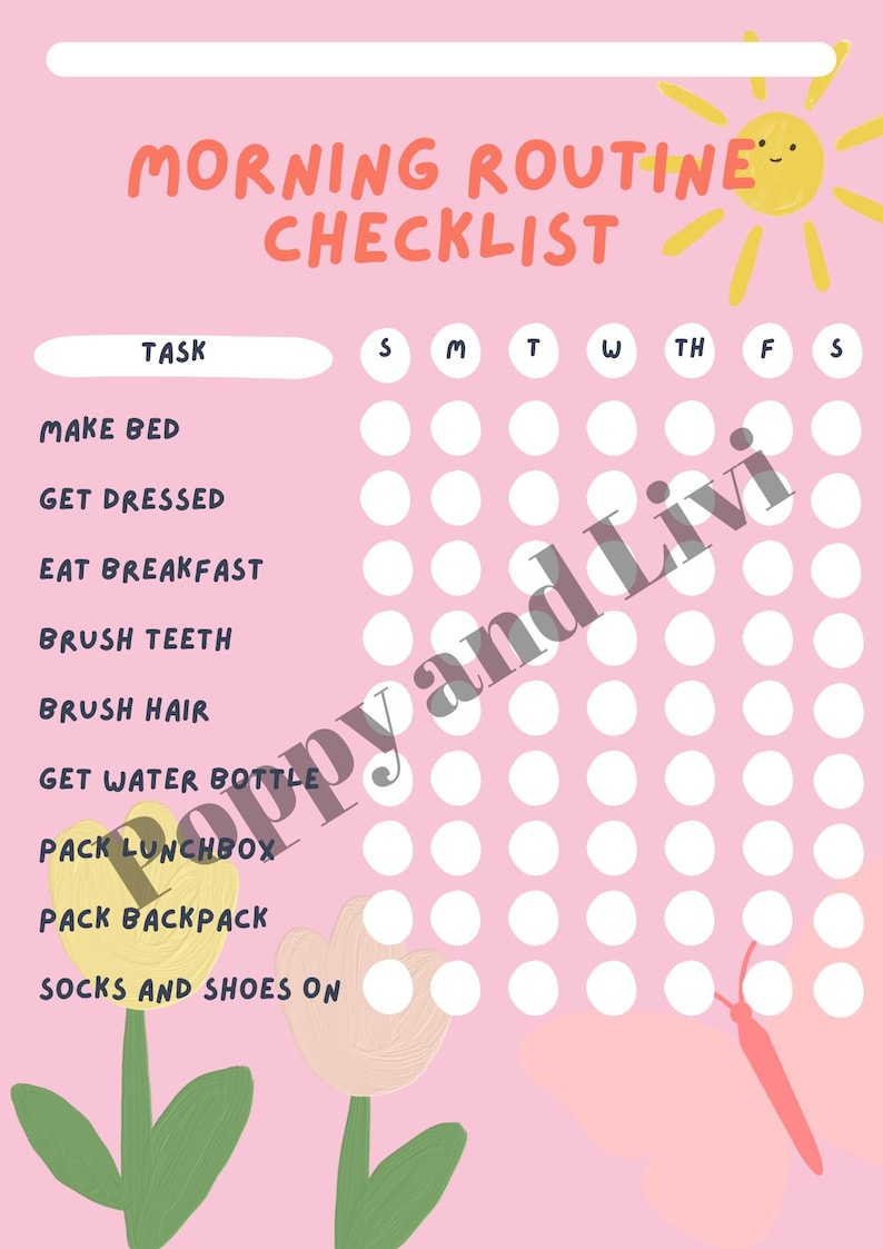 Morning Routine Checklist Pink - Etsy