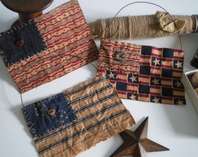 AMERICANA Flag Set - Primitive - Folk Art Ornaments - Home Sweet Home ...
