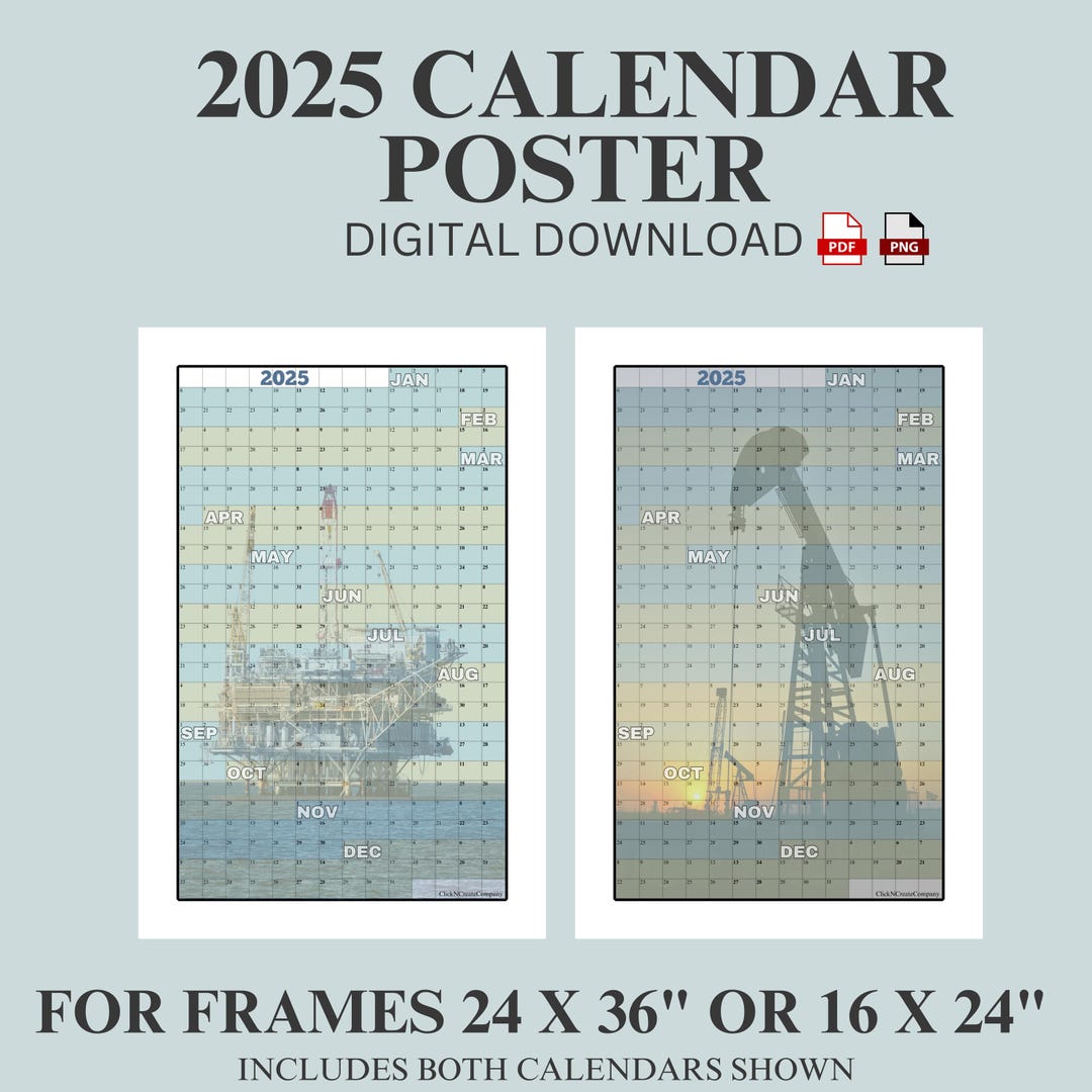 Full Year Calendar 2025 Oil & Gas Industry - Digital Download, 2025 ...