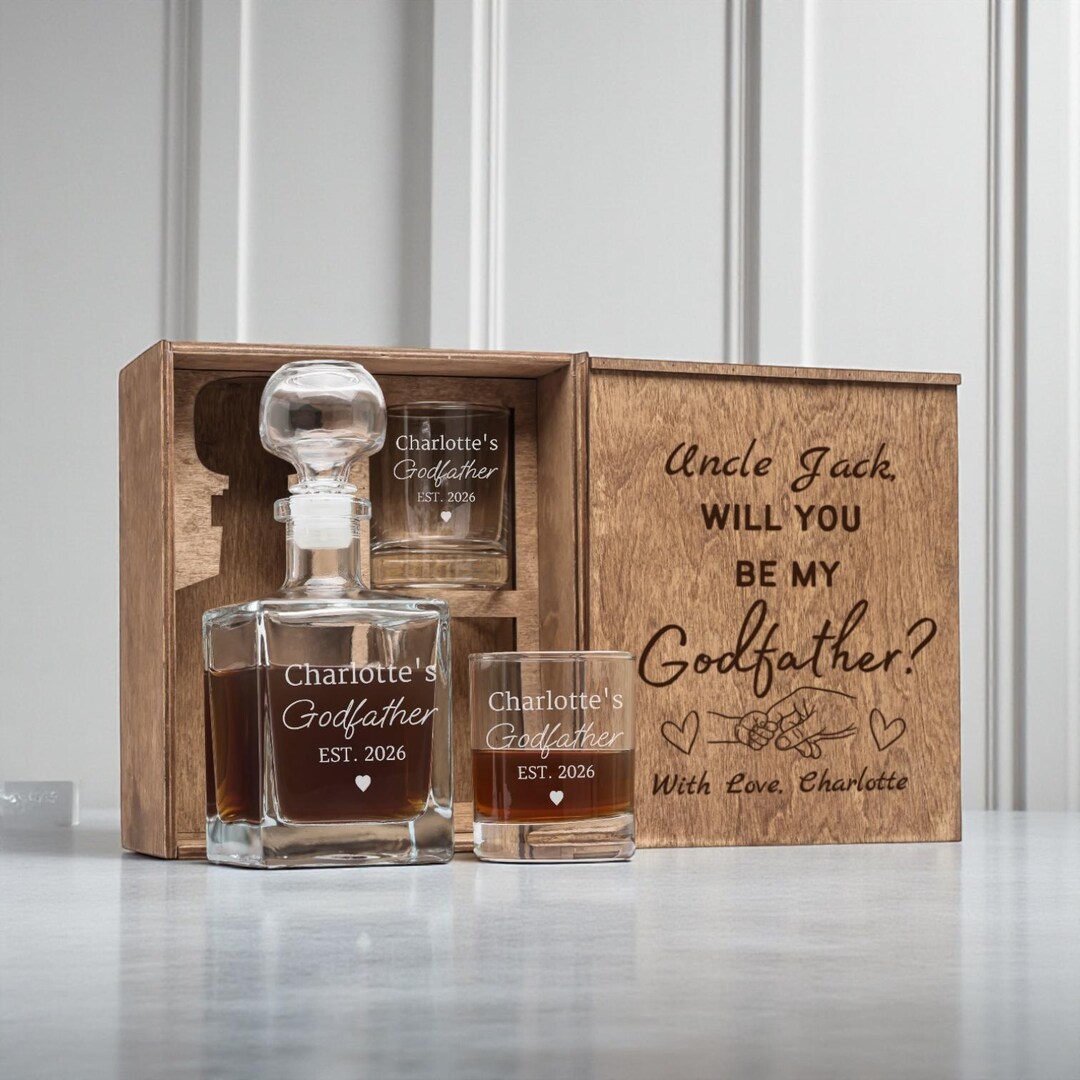 Proposal Godfather Box With Custom Whiskey Glass, Engraved Gift Set ...