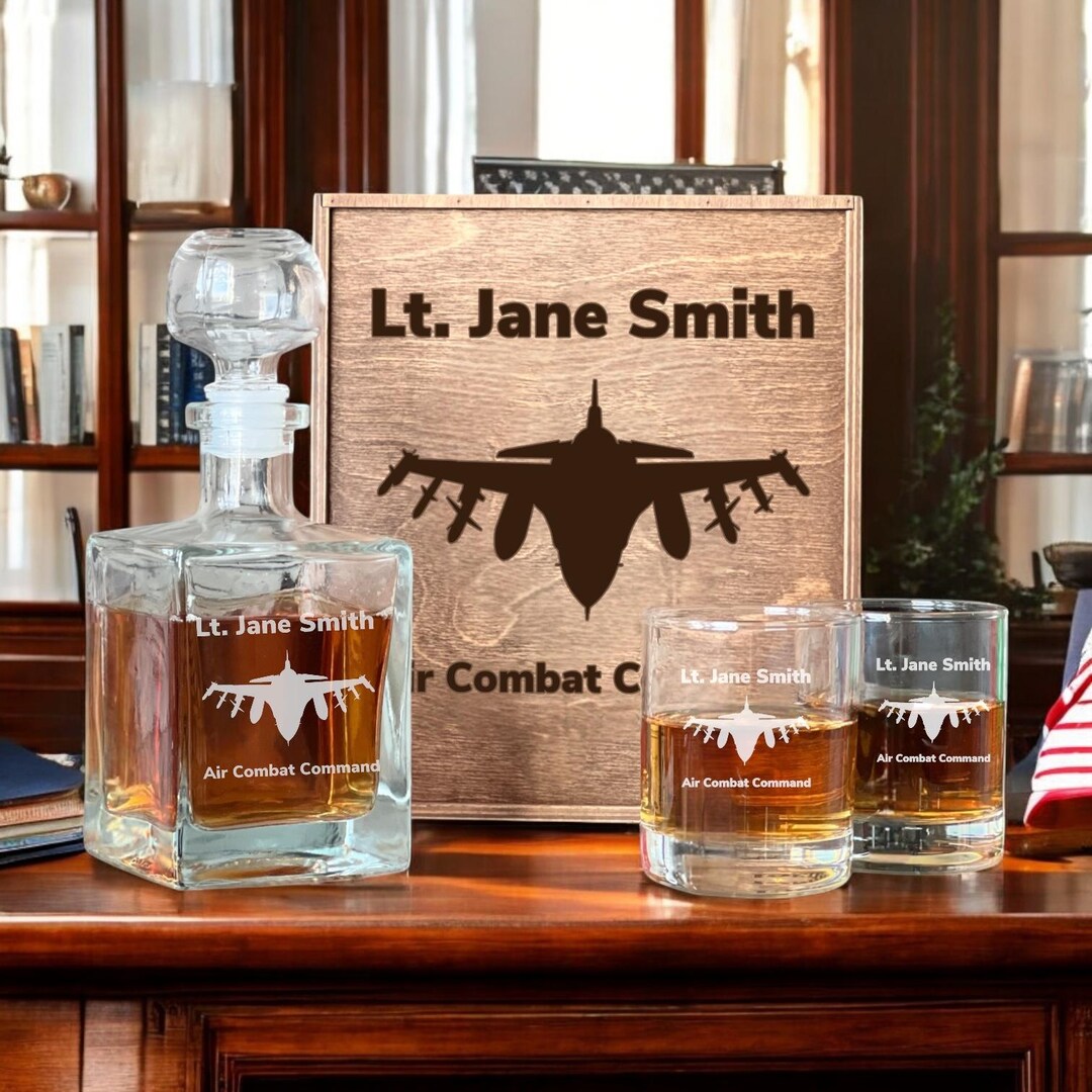 Air Force Retirement Gift - Personalized Etched Decanter, Custom Glass ...