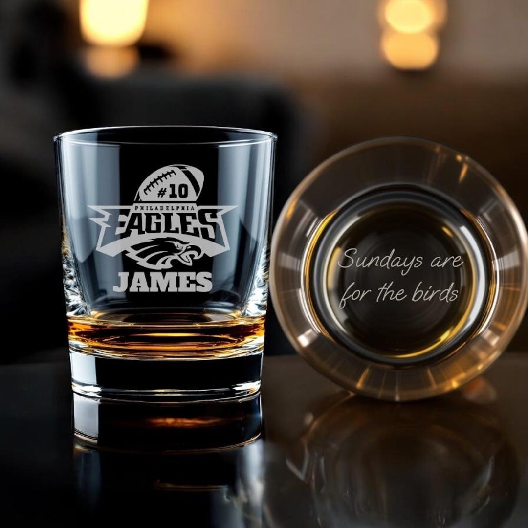 Philadelphia Eagles Whiskey Glass Set Custom Etched Bourbon Glasses and ...