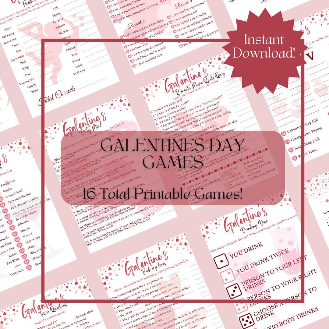 Printable Galentine's Day Party Game Set: 16 Fun Activities (instant ...