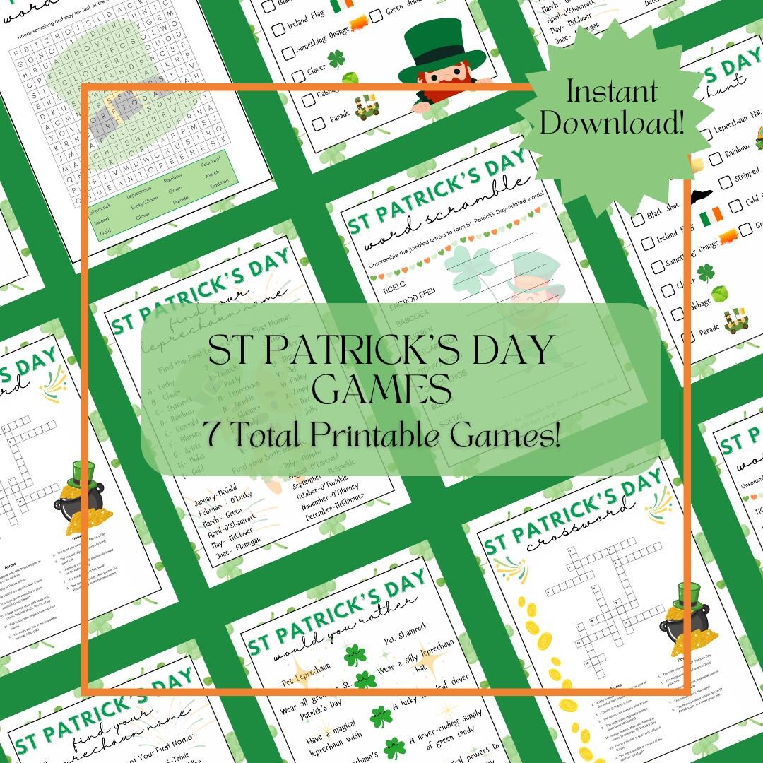 Printable St. Patrick's Day Games: Family & School Activities (digital ...