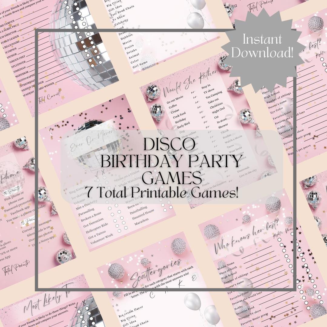 Disco Birthday Party Games: 70s Dance Theme (instant Download) - Etsy