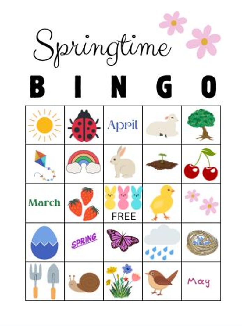 Springtime BINGO- Printable Party Game - Etsy