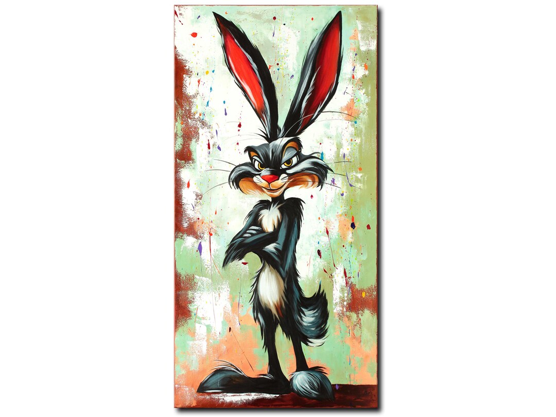 NOVAARTE Gemälde Acryl Bild Tiere Hase Portrait Modern Kunst Kaninchen ...