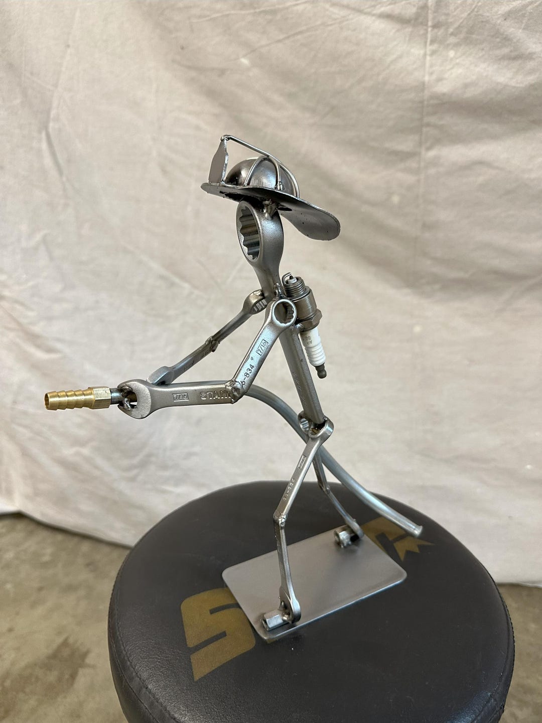 Metal Firefighter Figurine - Etsy