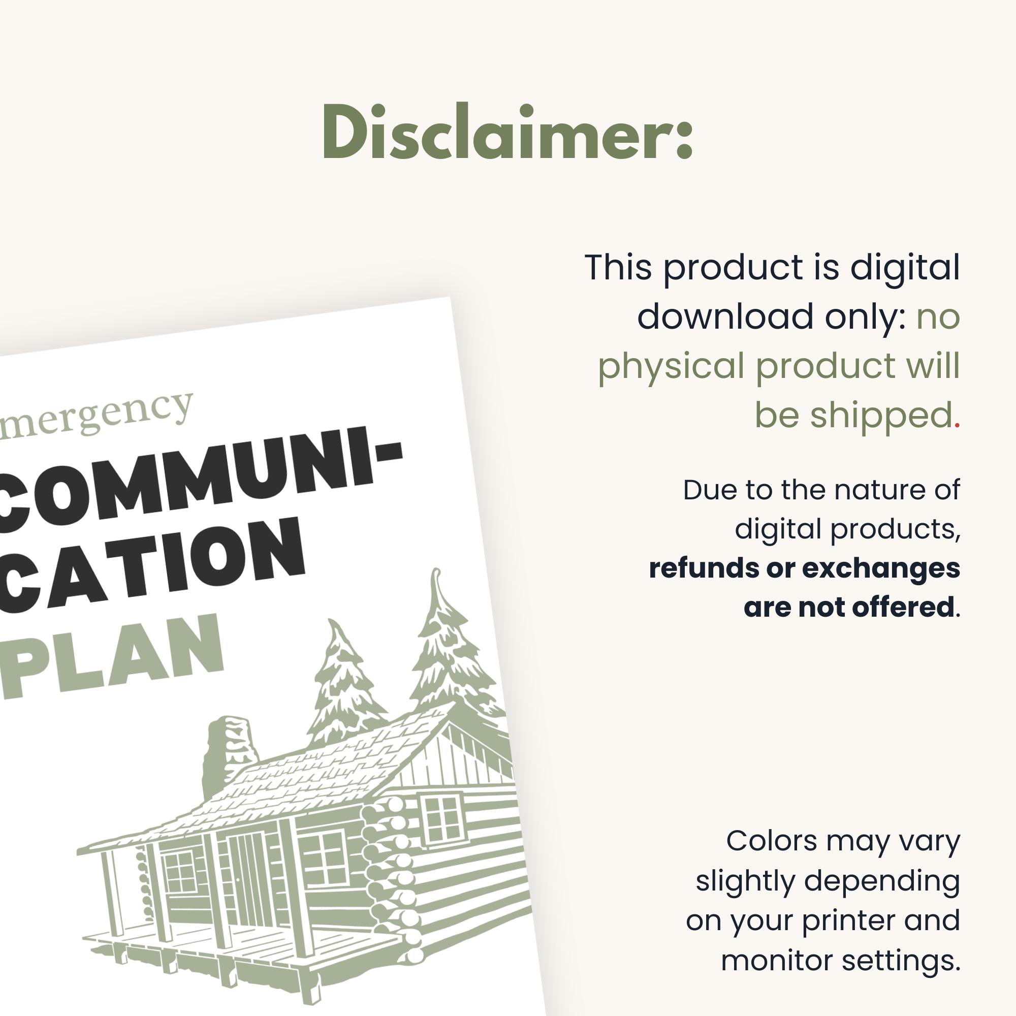 Printable Emergency Communication Plan | Survival Prepping Printables ...